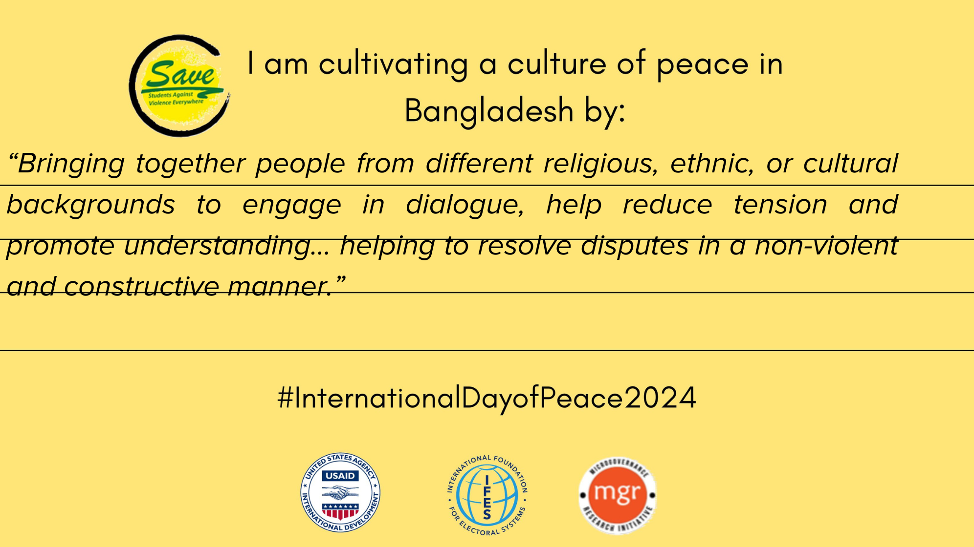 SAVE Members Take Action: Promoting and Cultivating a Culture of Peace ...
